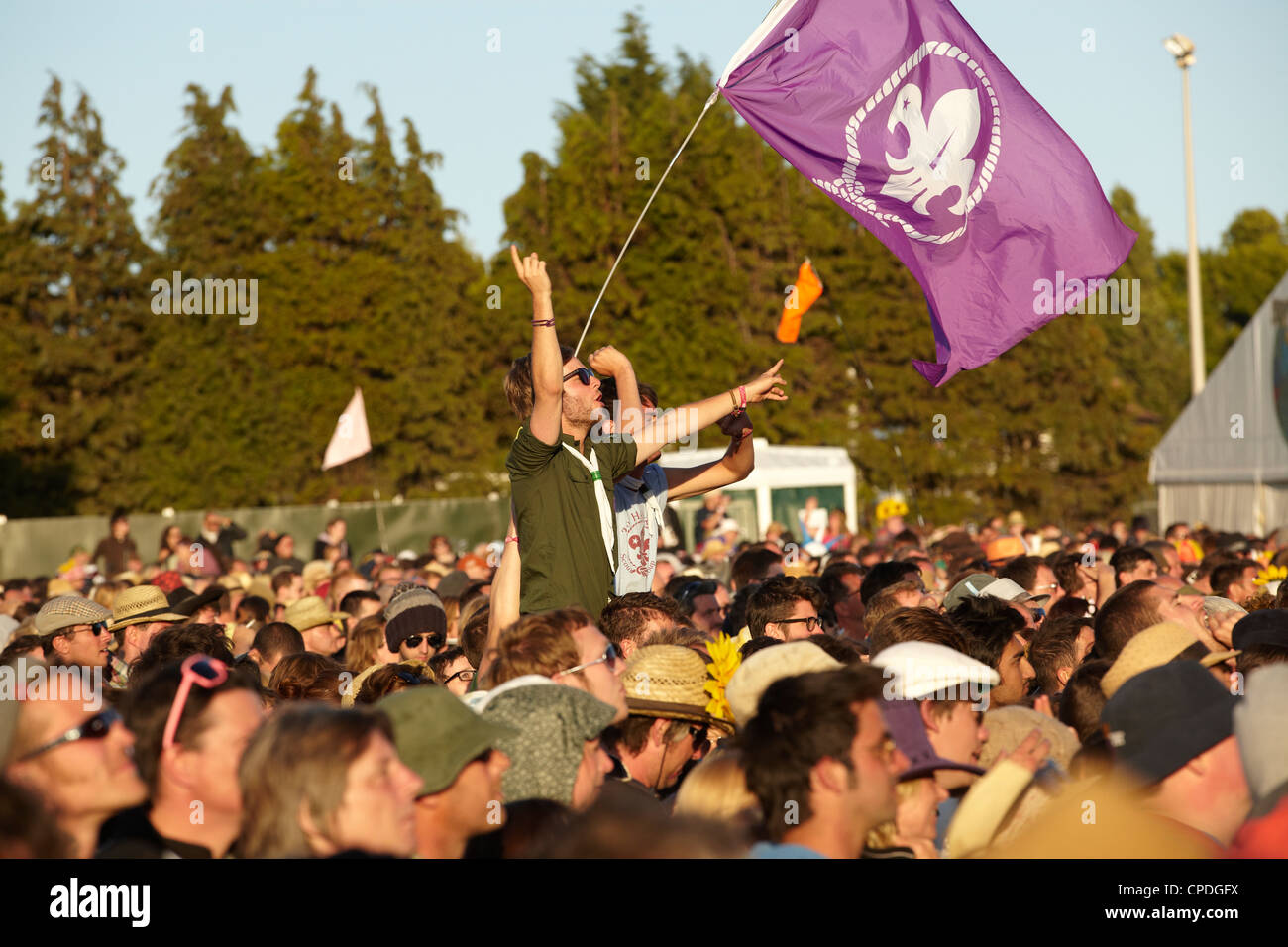 Boy in crowd on shoulders hi-res stock photography and images - Alamy