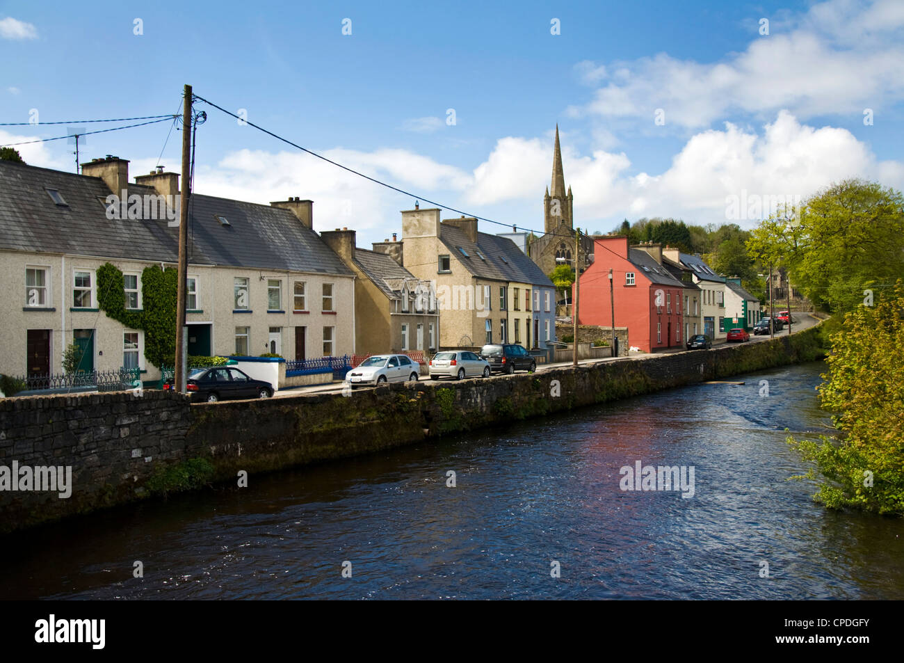 Housing by the River Eske in Donegal Town Stock Photo - Alamy