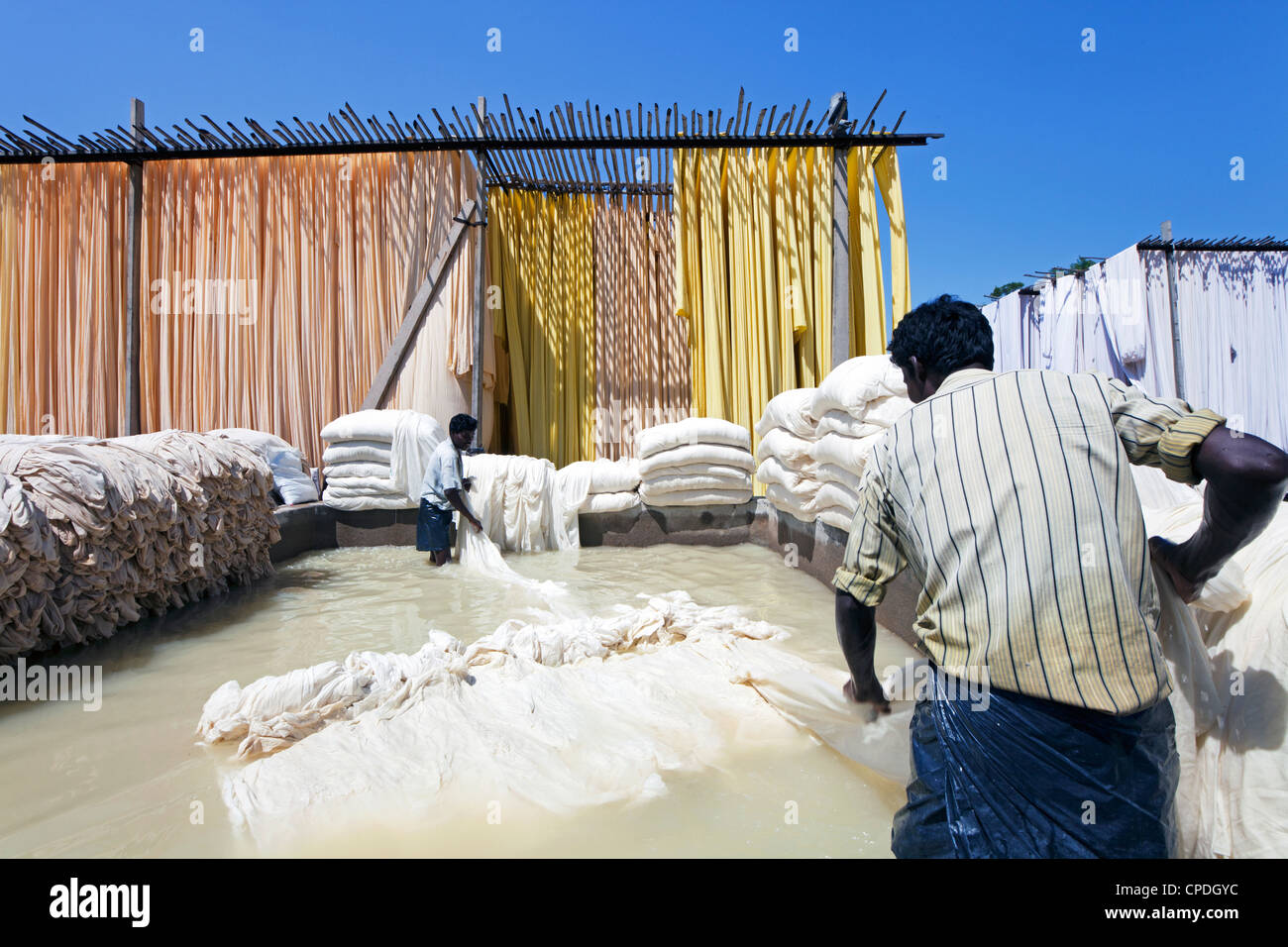 Bleaching pool, Sari garment factory, Rajasthan, India, Asia Stock ...