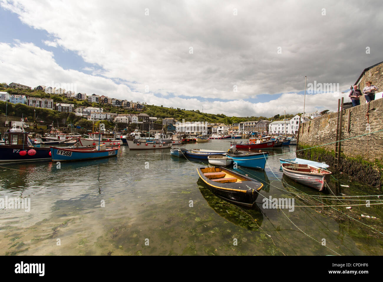 Harbour views of the quaint Cornish fishing port of Mevagissey Stock ...