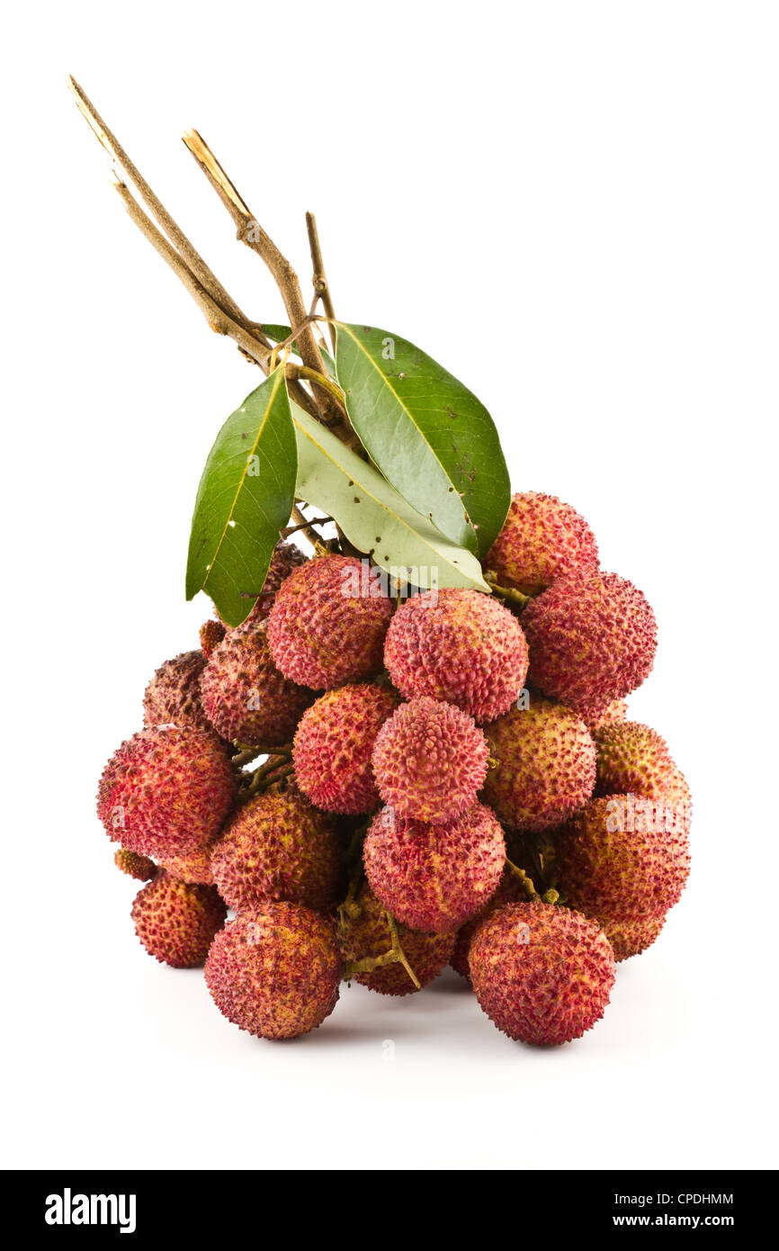 A bunch of litchi isolated on white background Stock Photo - Alamy