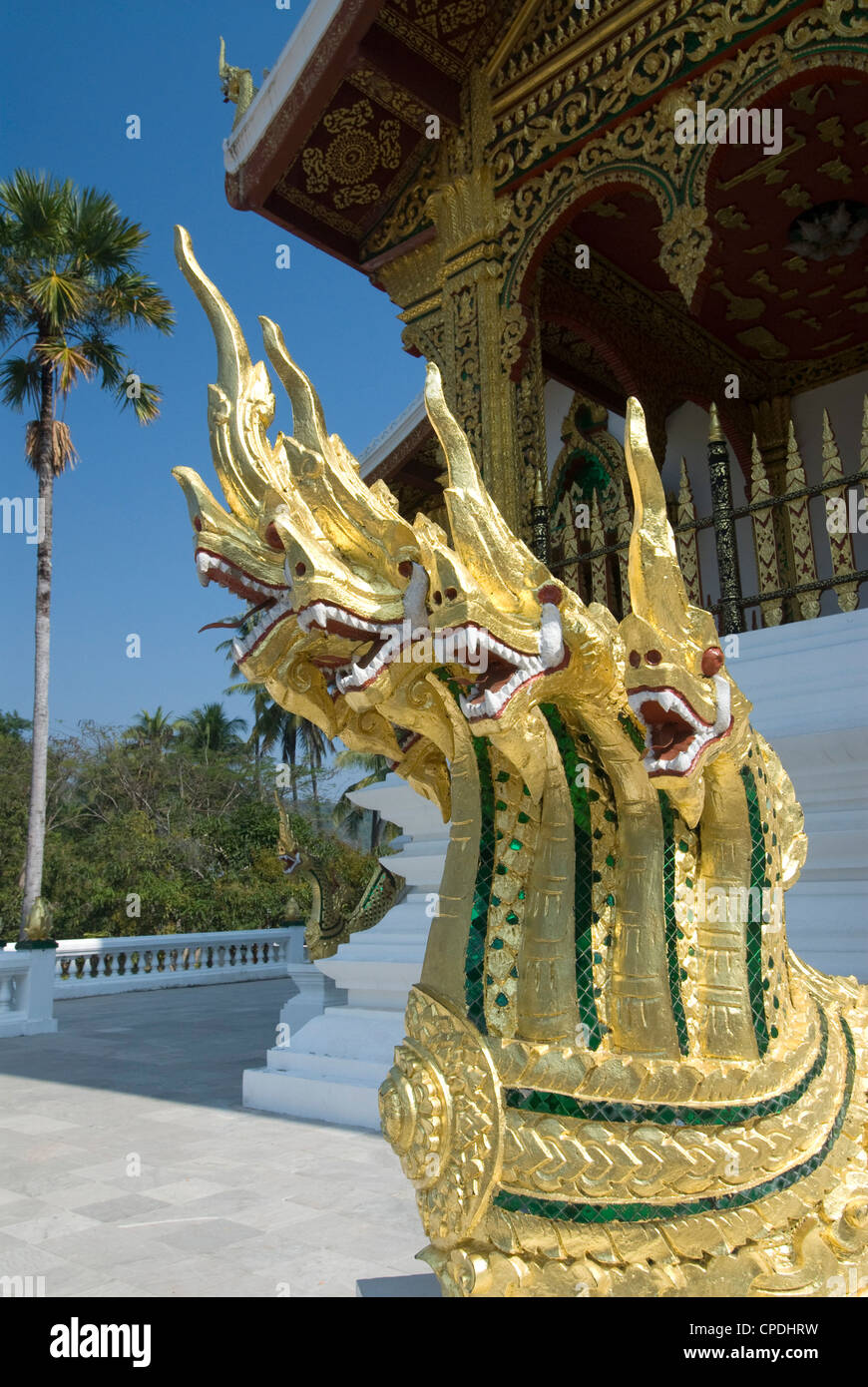 Naga heads, Wat Sen, Luang Prabang, Laos, Indochina, Southeast Asia ...