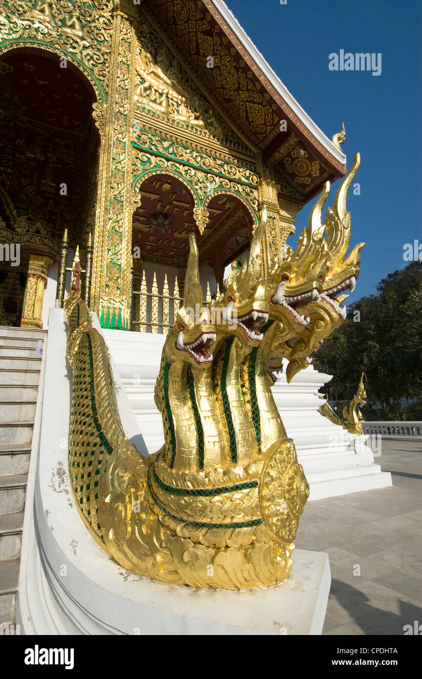 Naga heads, Wat Sen, Luang Prabang, Laos, Indochina, Southeast Asia ...