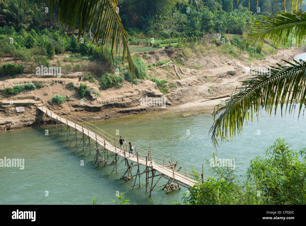 Footbridge Over Nam Khan River Luang Prabang Laos Indochina