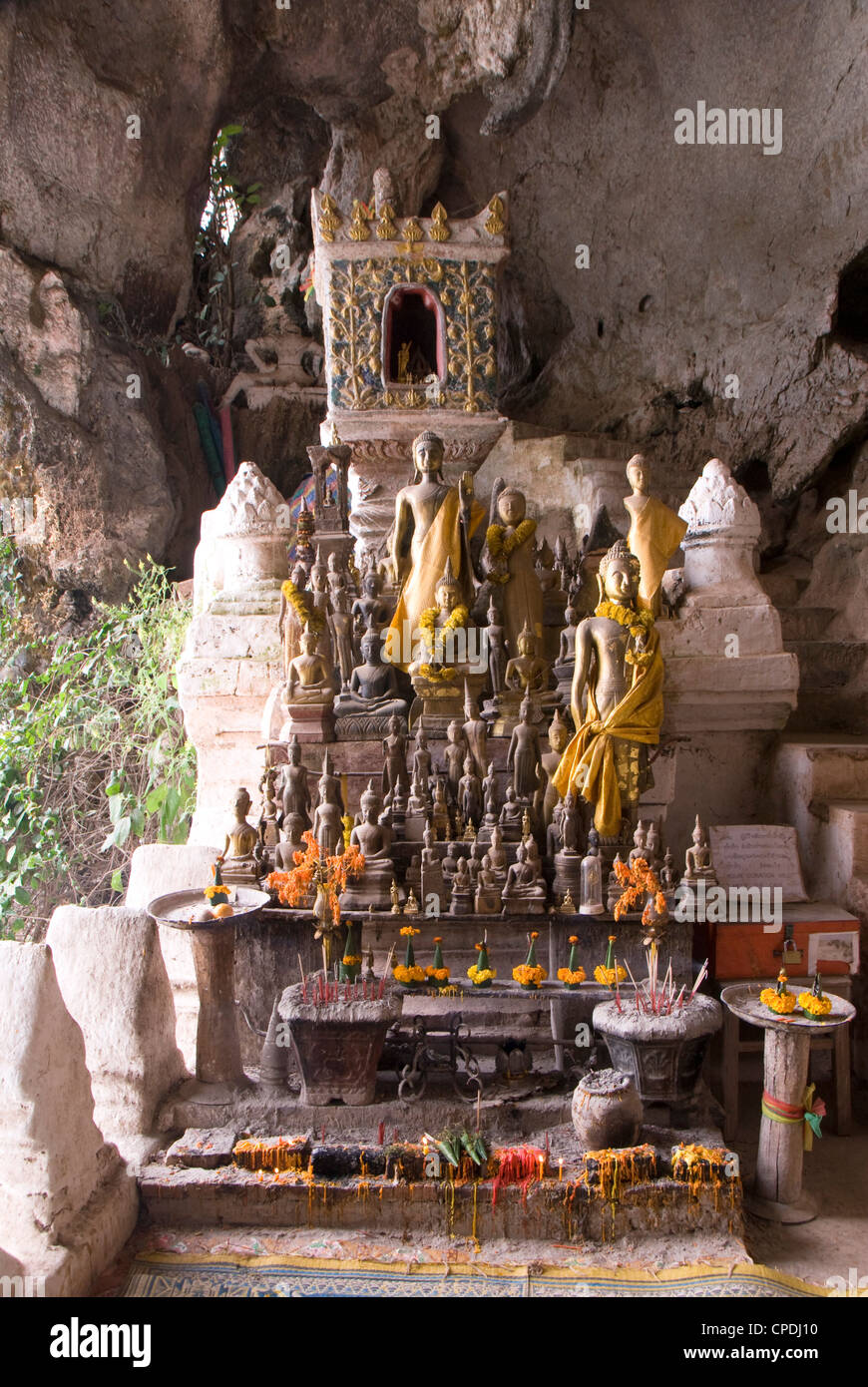 Buddhist shrine, Pak Ou Buddha Caves, near Luang Prabang, Laos ...