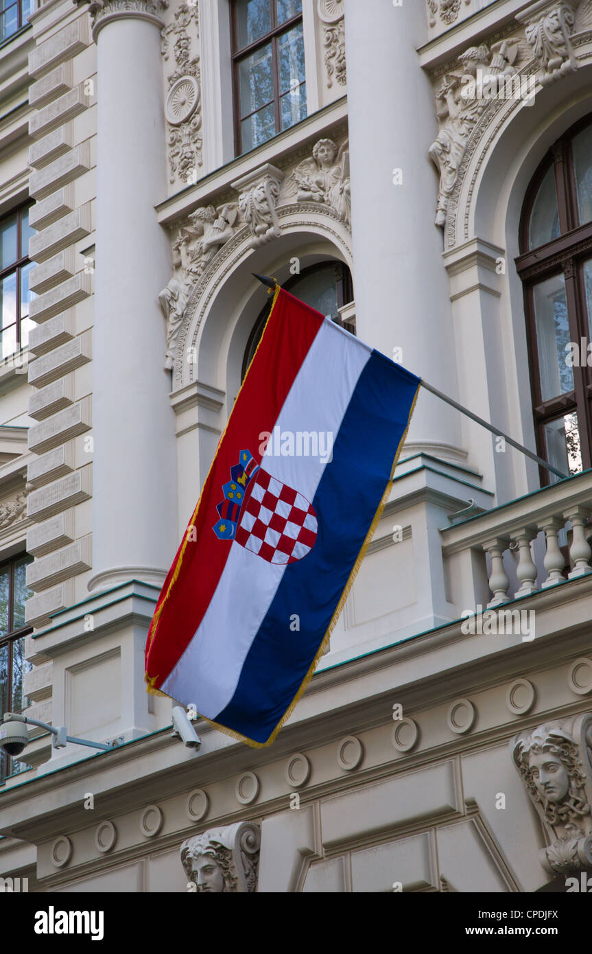 Croatian national flag Trg Josipa Jurja Strossmayera square Donji Grad ...
