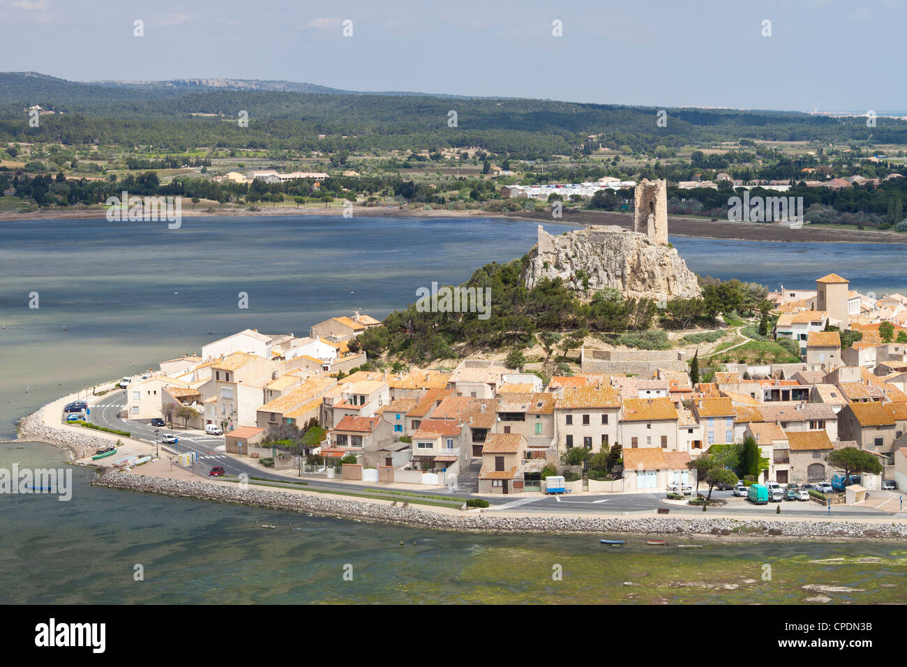 View of the watchtower at Gruissan in Languedoc-Roussillon, France ...