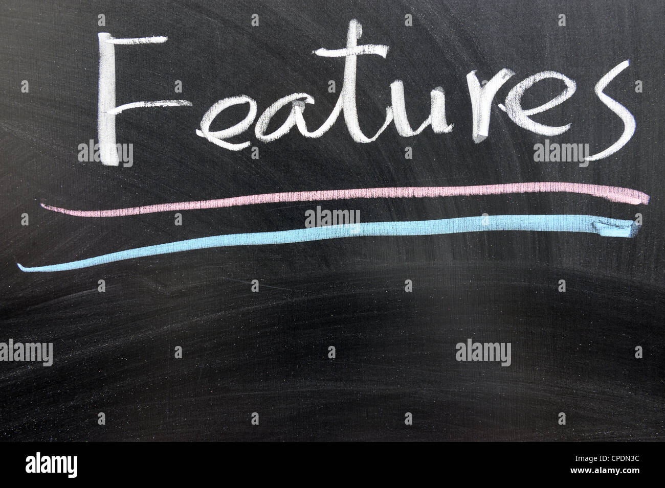 Features word written on the chalkboard Stock Photo - Alamy