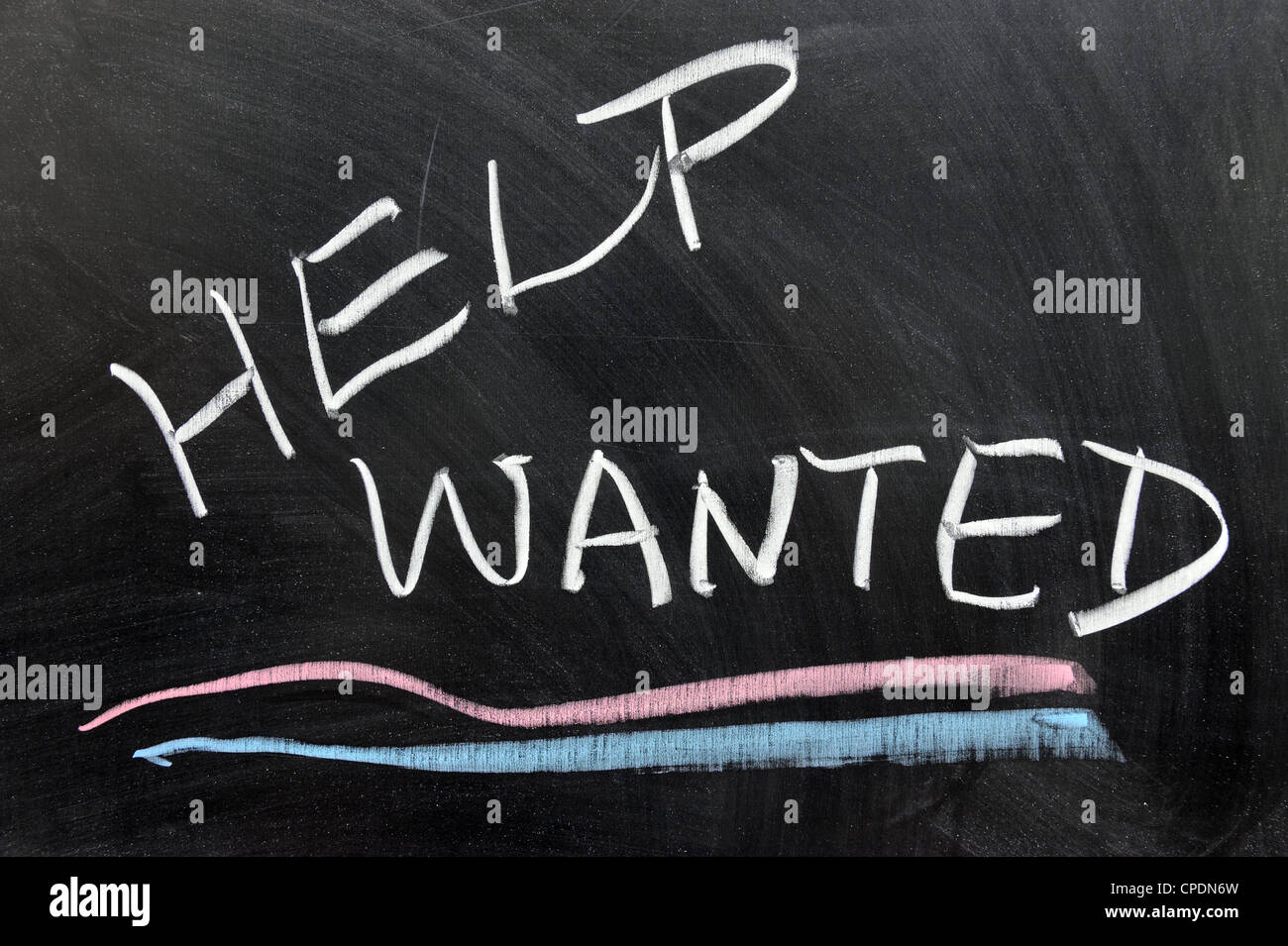 Help wanted words written on chalkboard Stock Photo - Alamy