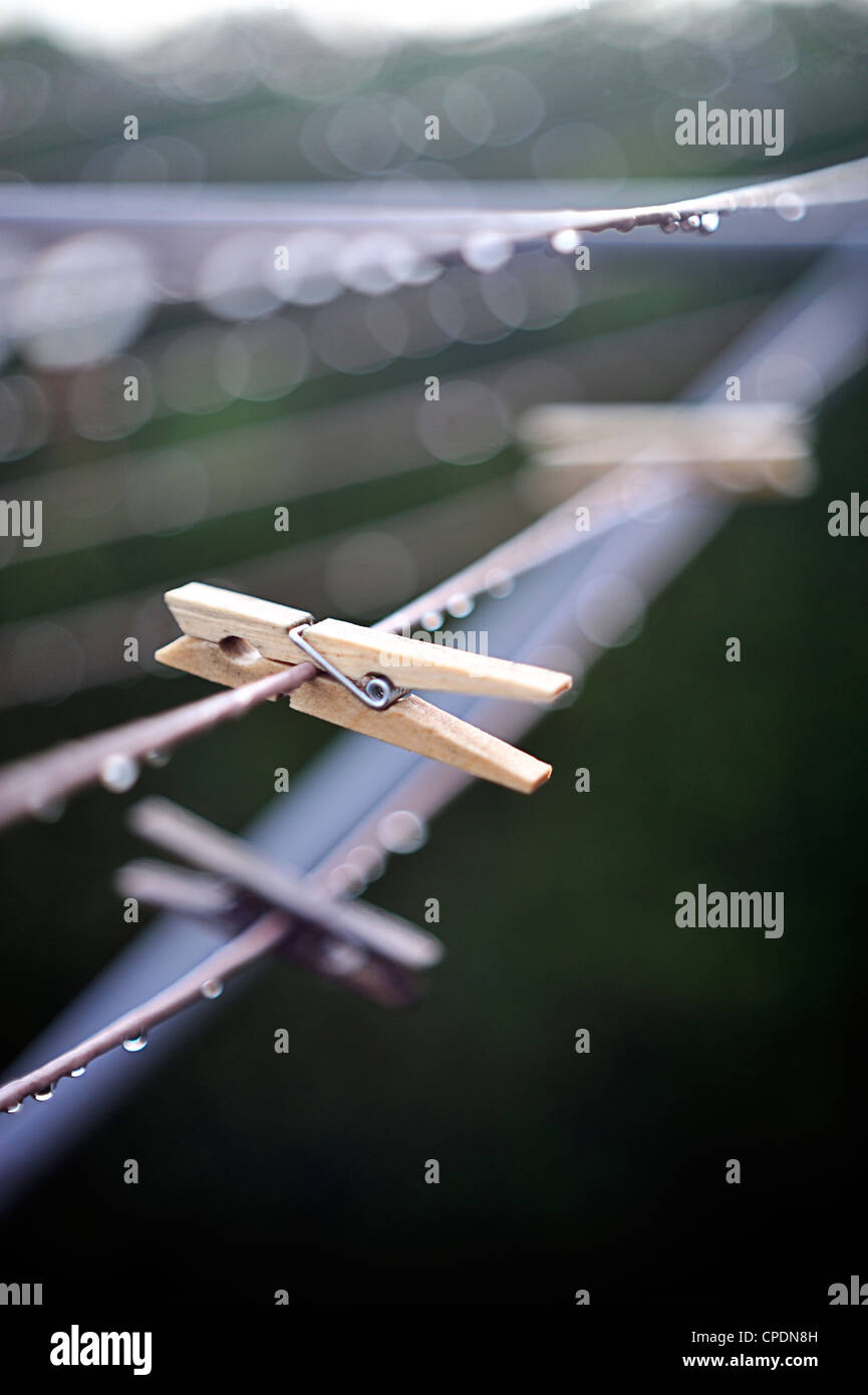 Wet clothes pegged to washing line hi-res stock photography and images ...