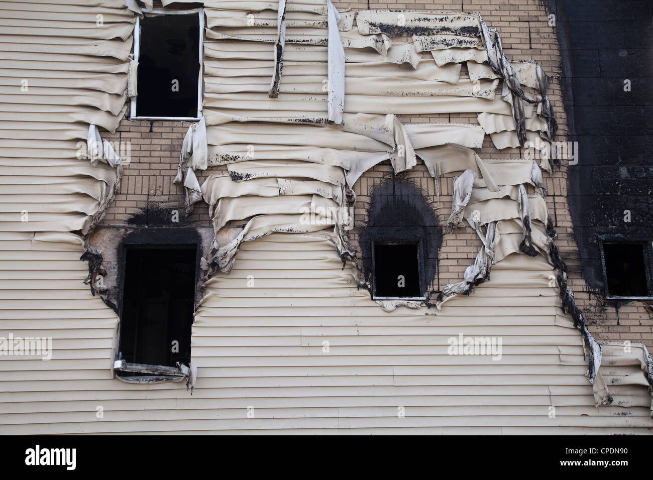 Outside wall of torched house in Detroit, Michigan Stock Photo - Alamy