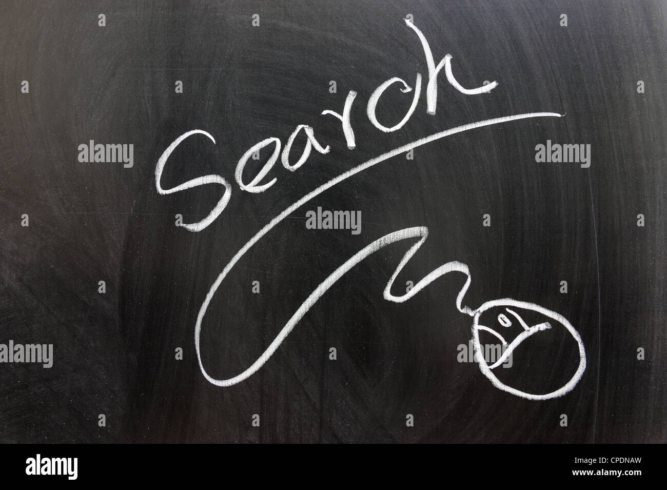 Search word and mouse sign drawn on chalkboard Stock Photo - Alamy
