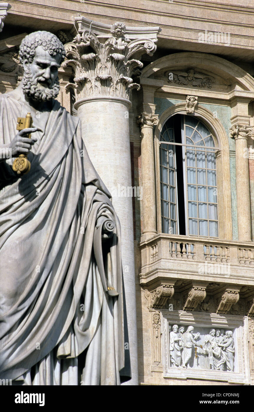 Saint Peter's Statue and Detail of Saint Peter's Basilica. Vatican City ...