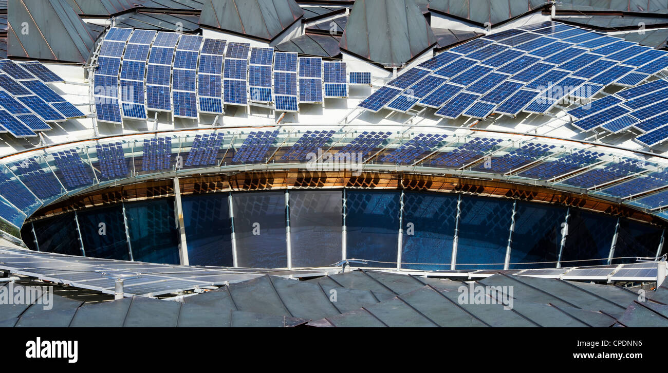 The Core roof solar panels, Eden project, Cornwall, England Stock Photo ...