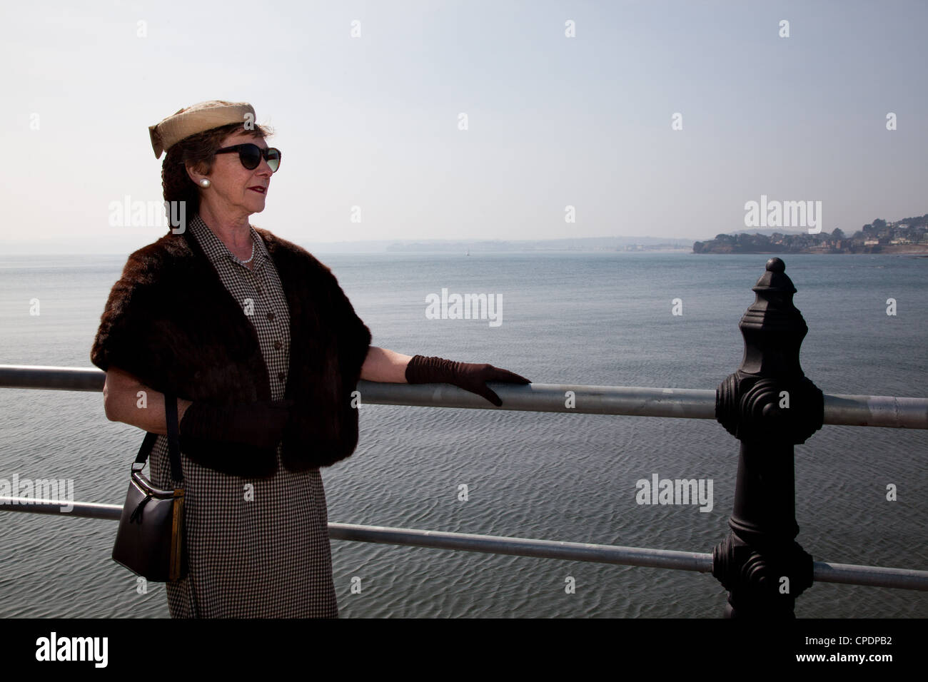 1940`s dressed woman on seafront location Stock Photo - Alamy