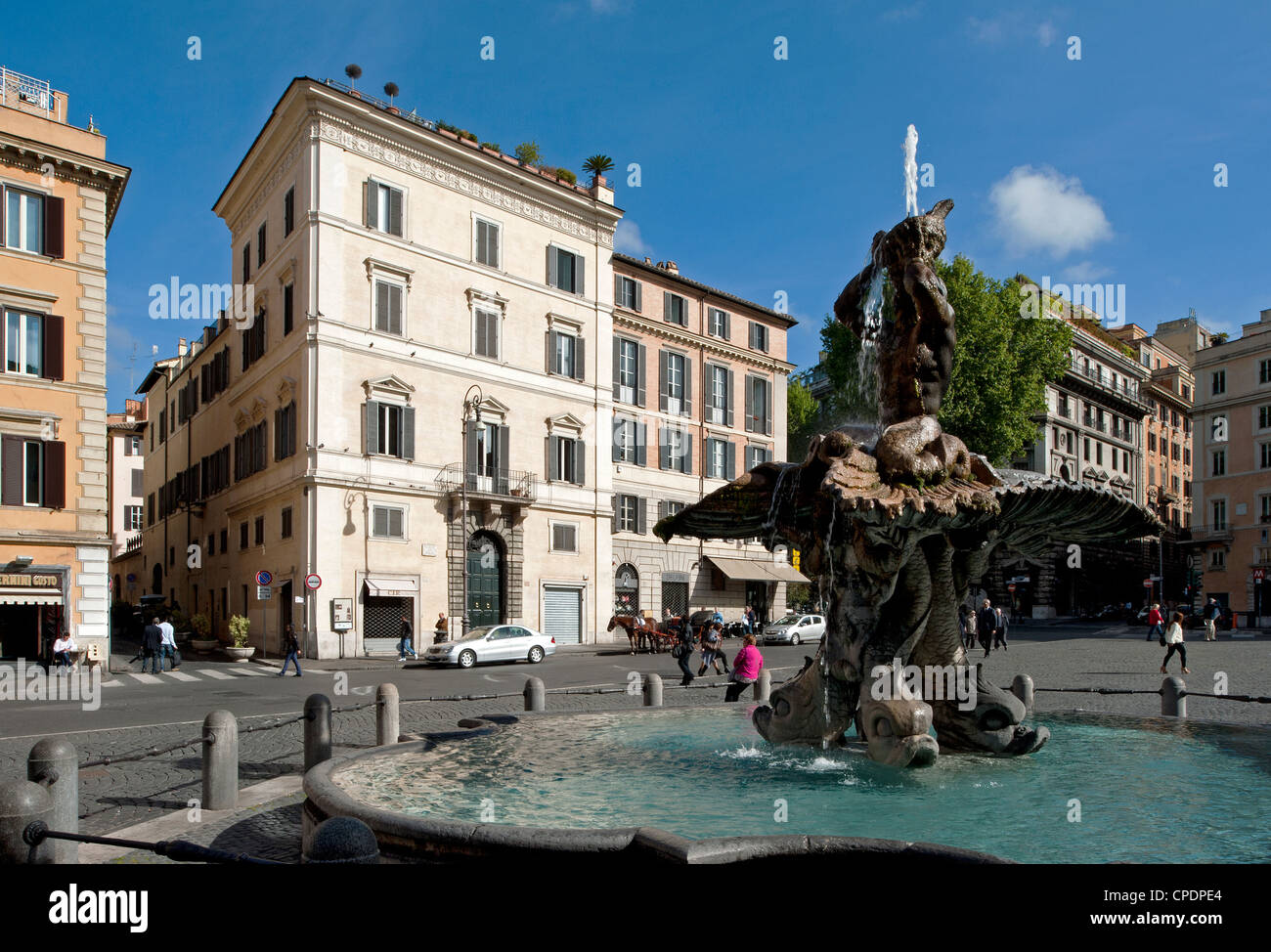 Piazza Barberini with Triton Fountain, by Gian Lorenzo Bernini. Rome ...