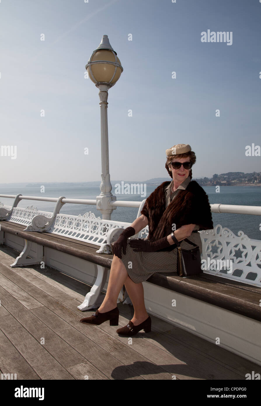 1940`s dressed woman on seafront location Stock Photo - Alamy