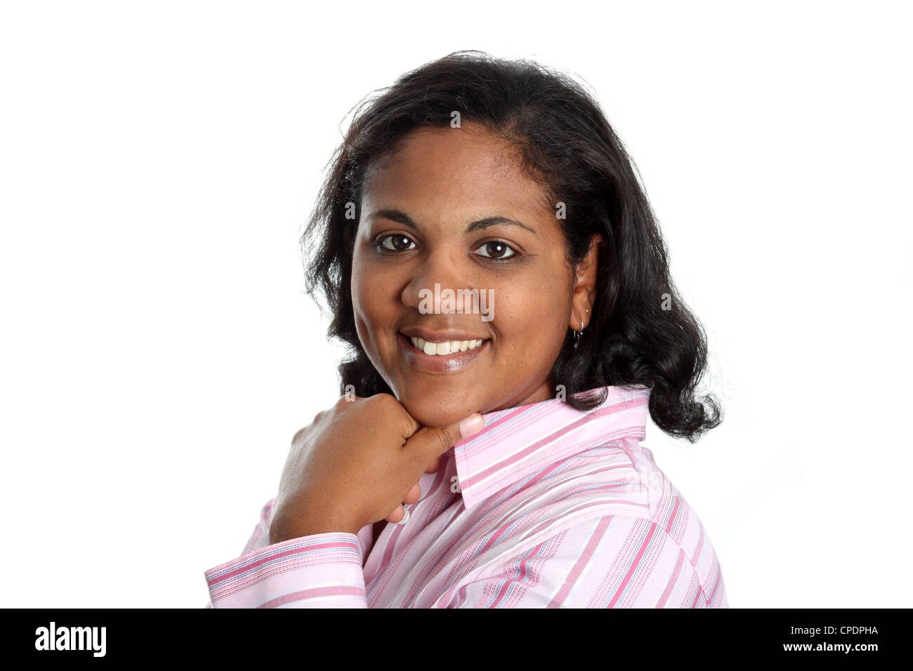 Portrait of a minority woman on white background Stock Photo - Alamy