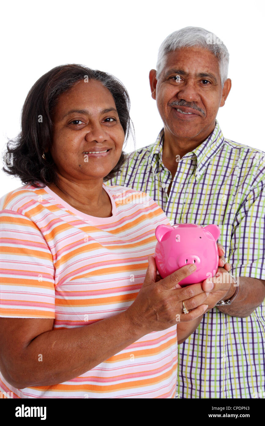 Senior Minority Couple Set On A White Background Stock Photo - Alamy