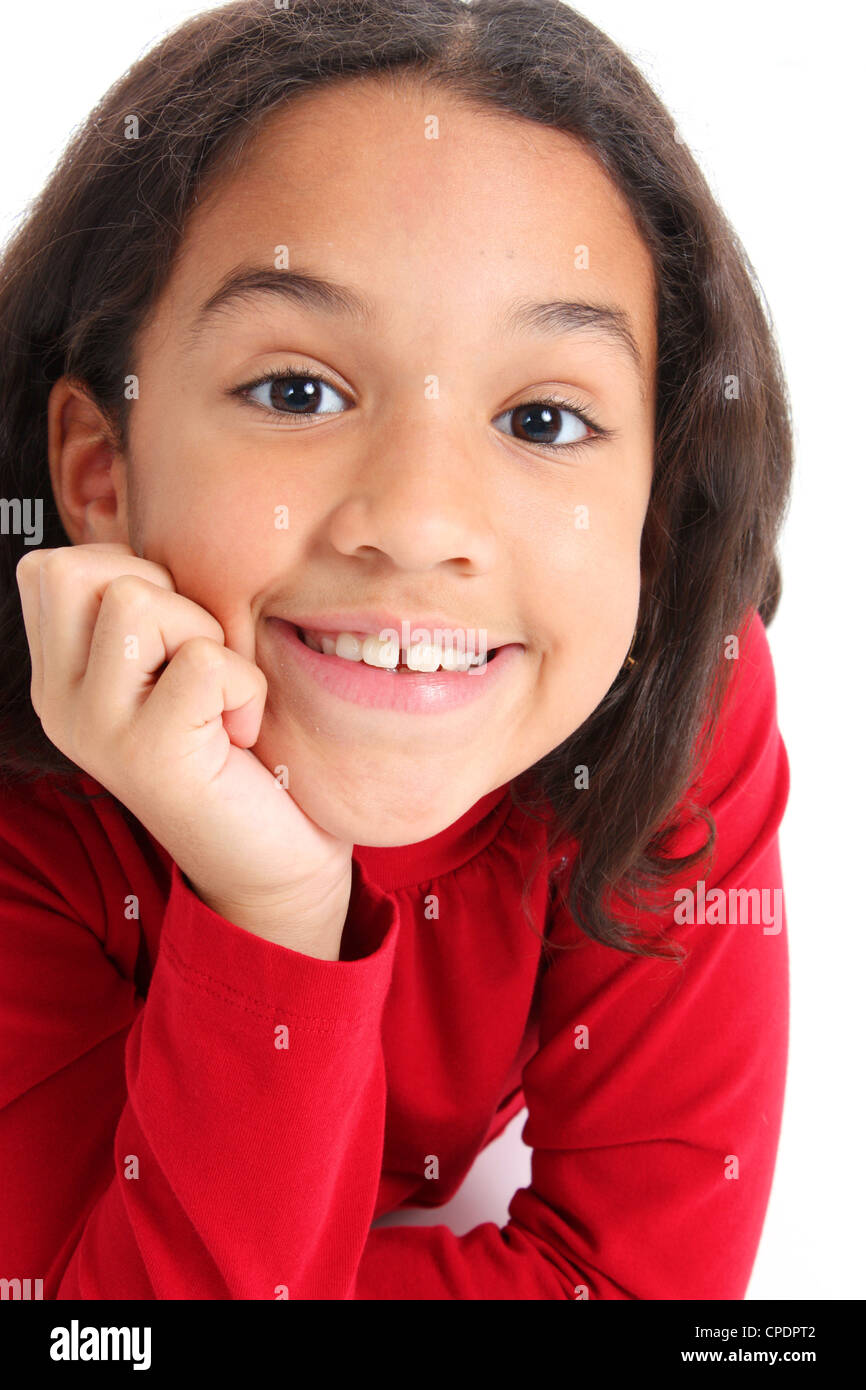 Young Girl Posing Against A White Background Stock Photo - Alamy