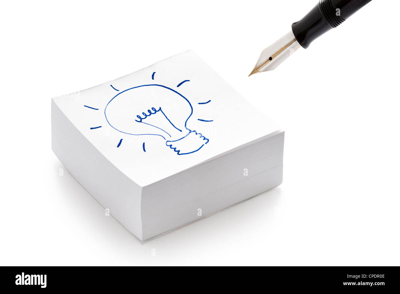 lightbulb drawing on a stack of post it notes illustrating the concept ...