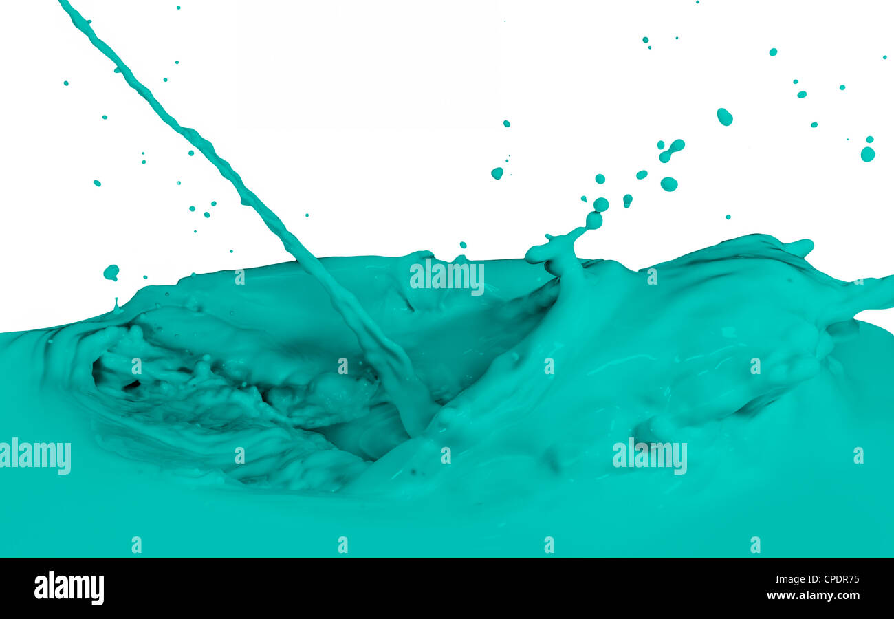 green paint splashing isolated on white Stock Photo - Alamy