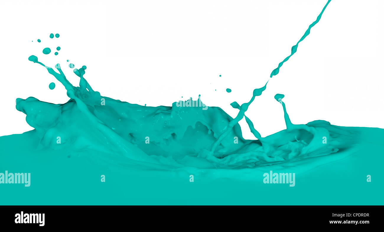 green paint splashing isolated on white Stock Photo - Alamy
