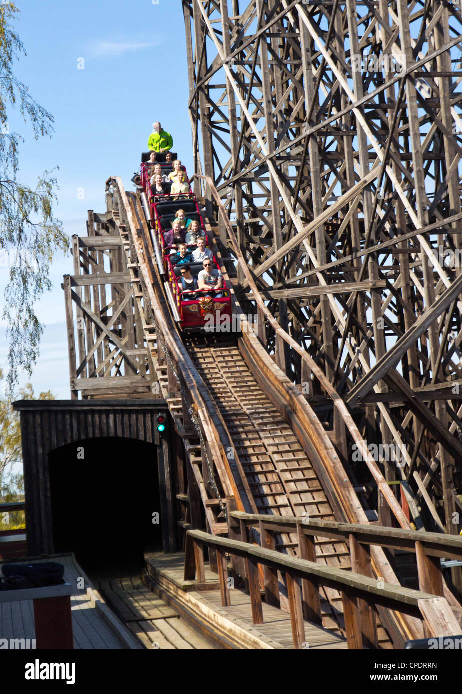 wooden roller coaster Stock Photo - Alamy