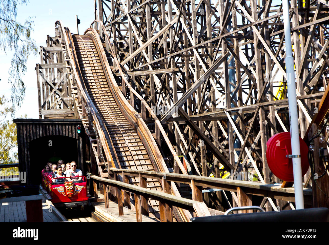 wooden roller coaster Stock Photo - Alamy