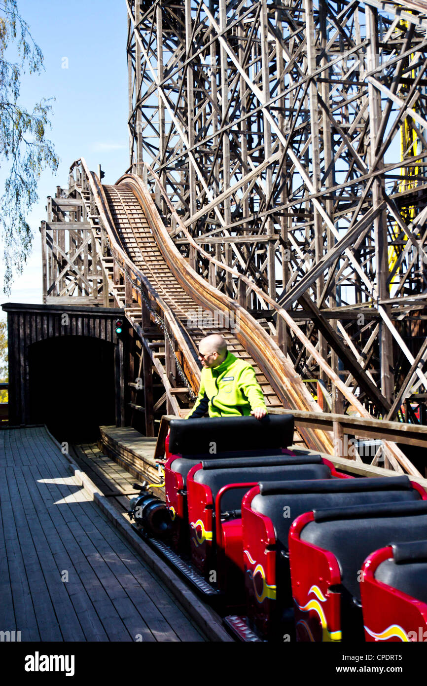 wooden roller coaster Stock Photo - Alamy