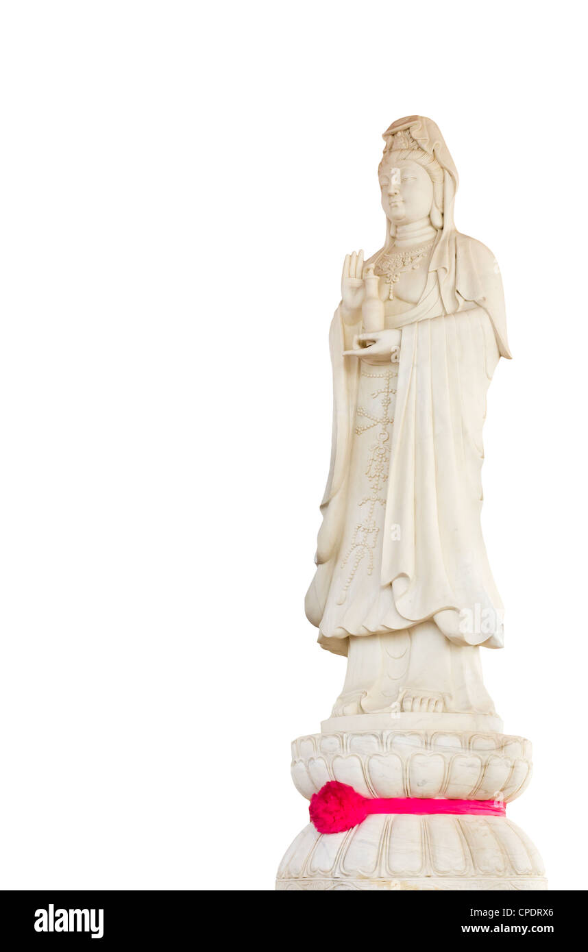 Statue of Quan-Yin on white background Stock Photo - Alamy