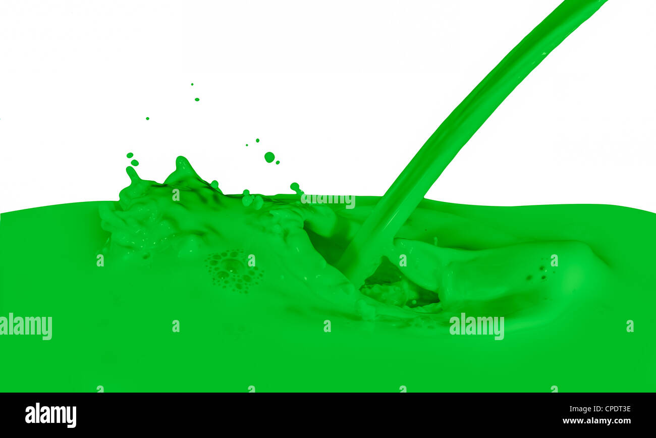 green paint splashing on white Stock Photo - Alamy