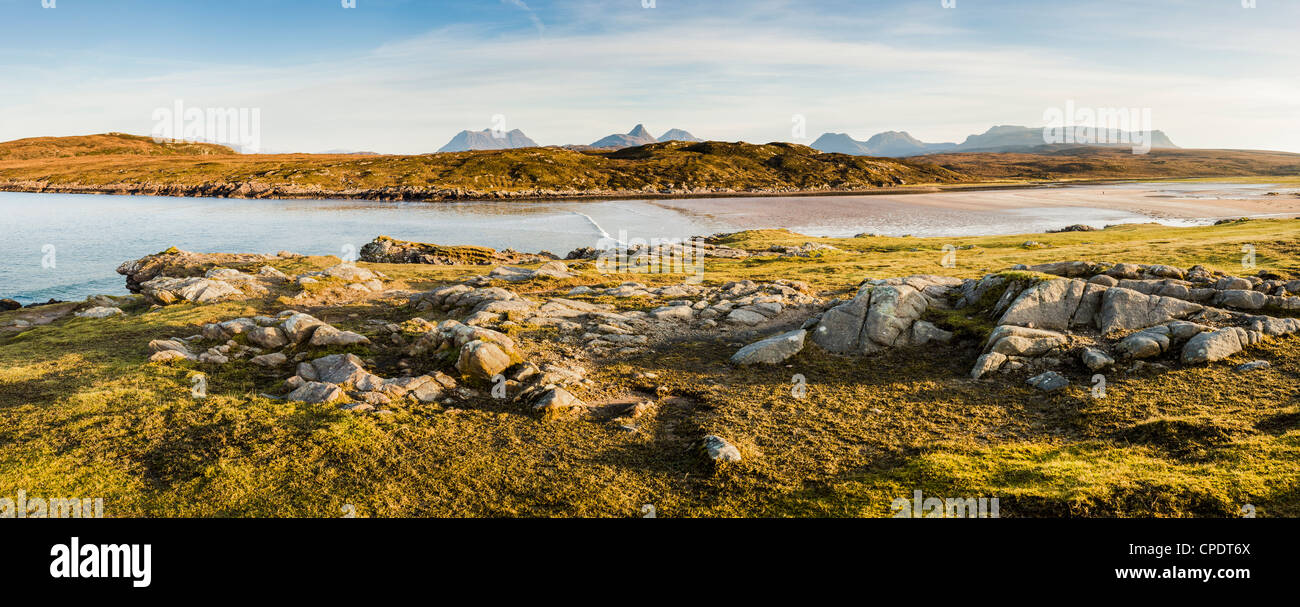 The mountains of Inverpolly from Achnahaird Bay, Highlands, Scotland ...