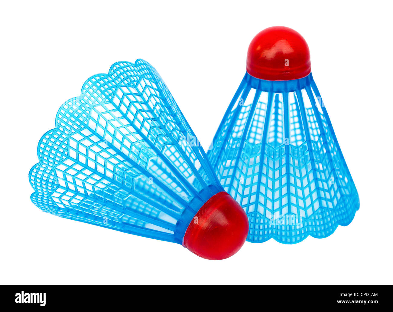 Badminton shuttlecocks on white background Stock Photo - Alamy