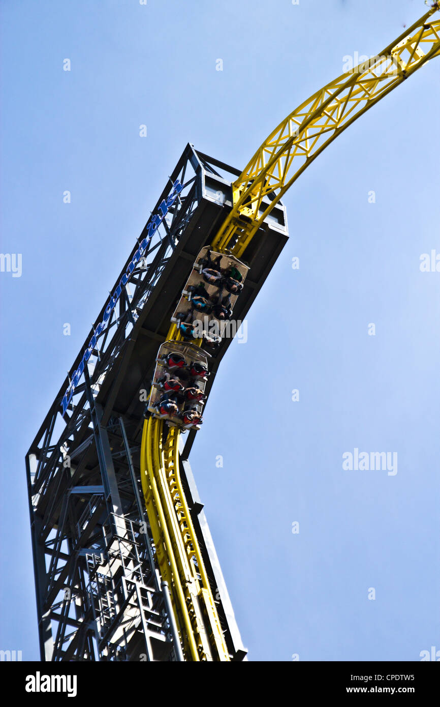 yellow roller coaster Stock Photo - Alamy