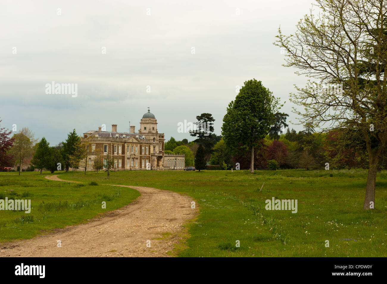 View of the front of Narford Hall Stock Photo - Alamy