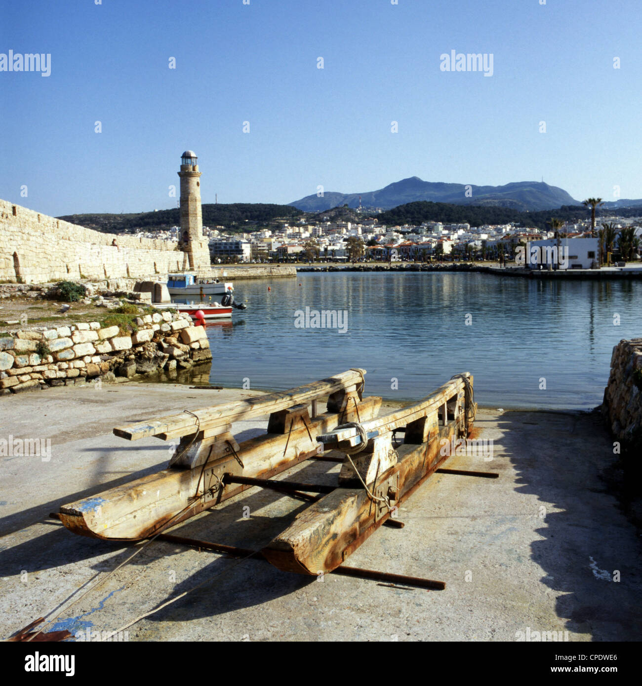A slipway cradle for lifting caiques and other boats from the water in ...