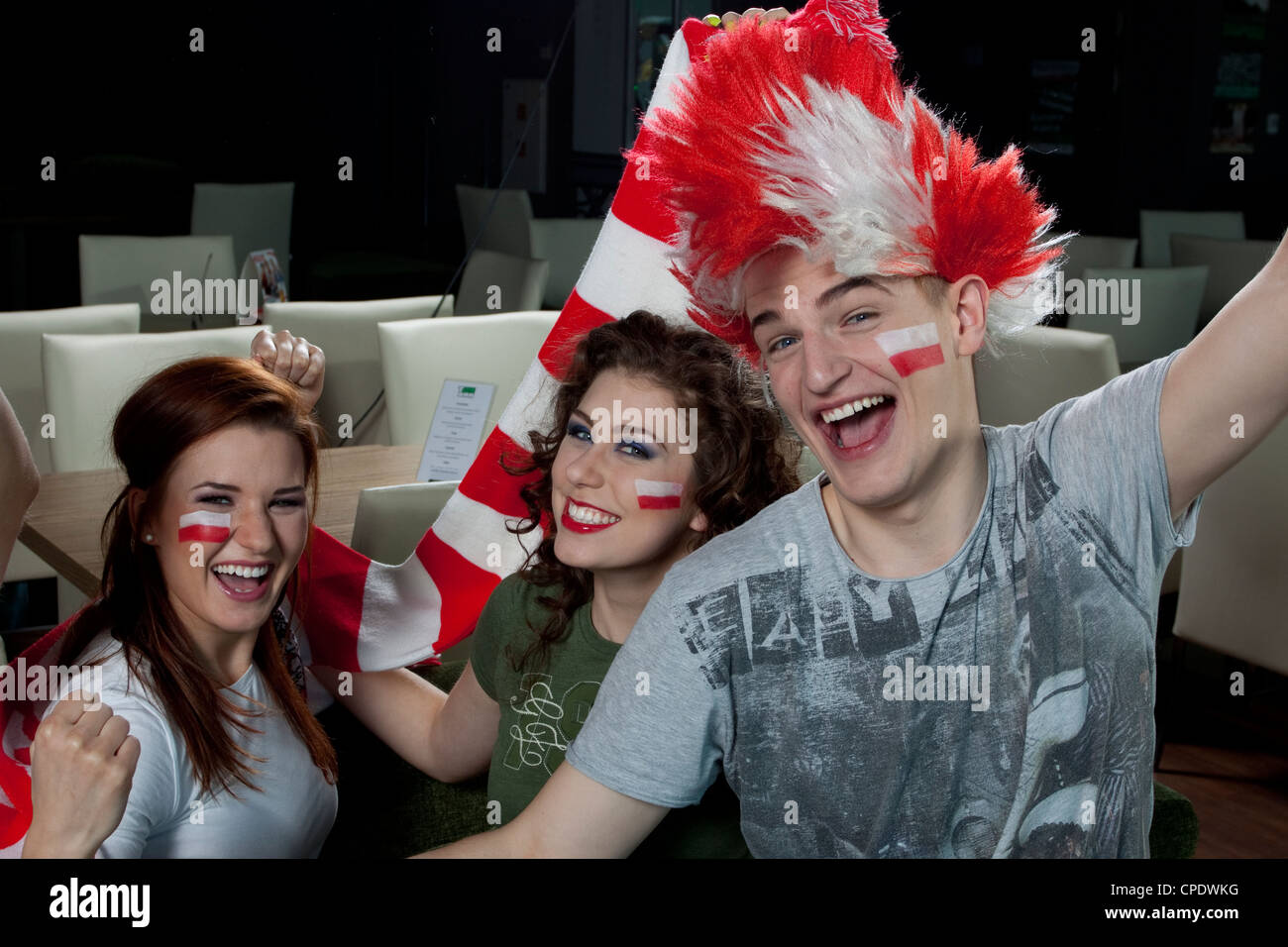 Polish fans in a sports club watching the Euro 2012 Stock Photo - Alamy