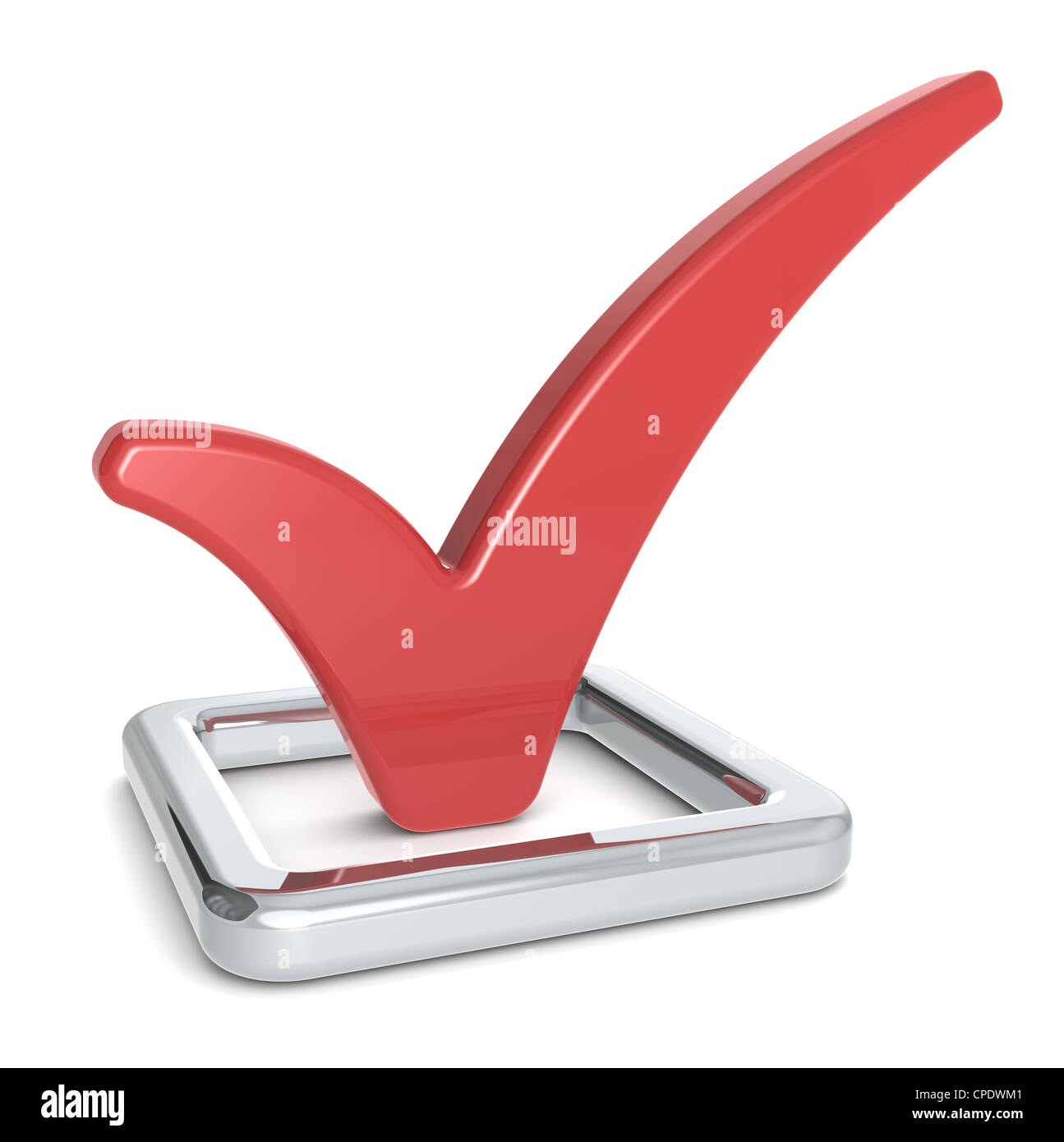 Check Mark in Check Box. Red and metal Stock Photo - Alamy
