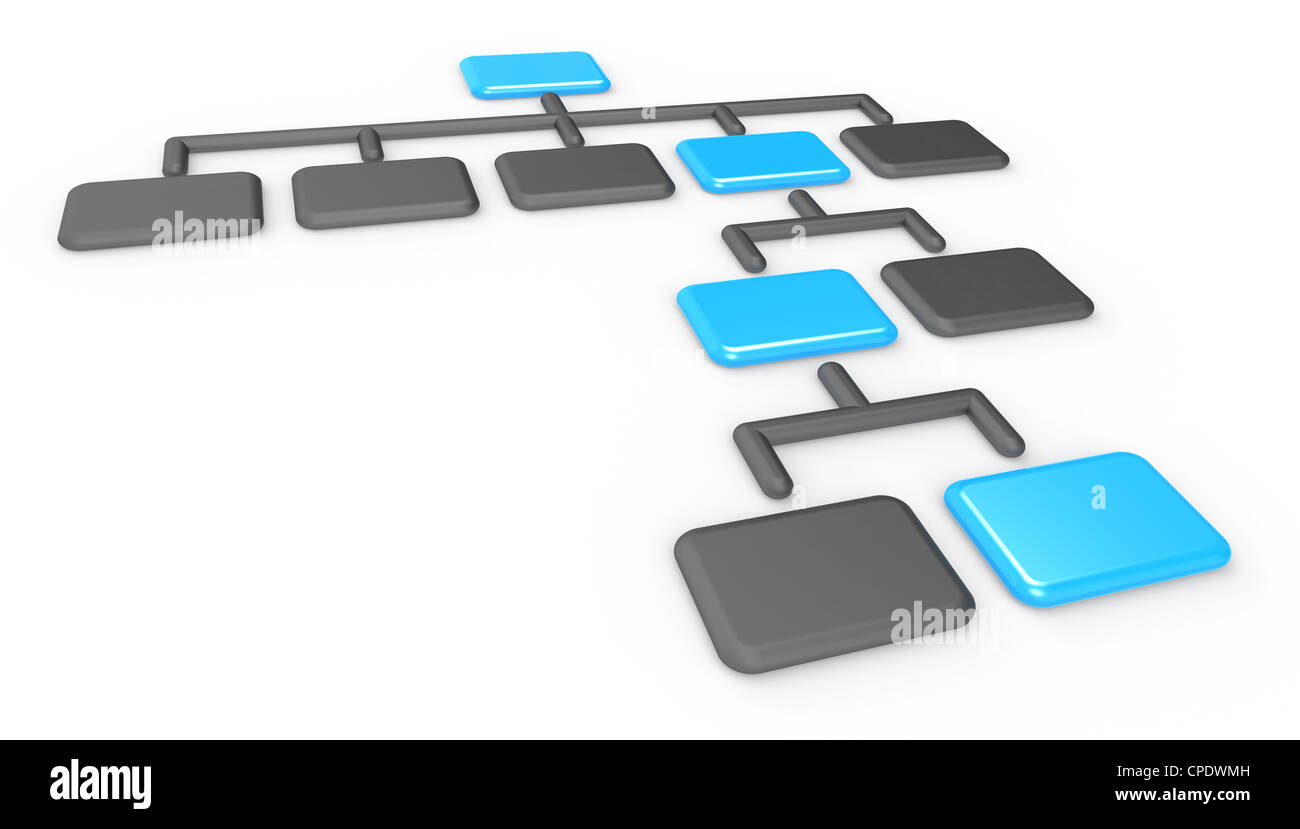 Classic Organization Chart. Matte black and blue, Business presentation ...