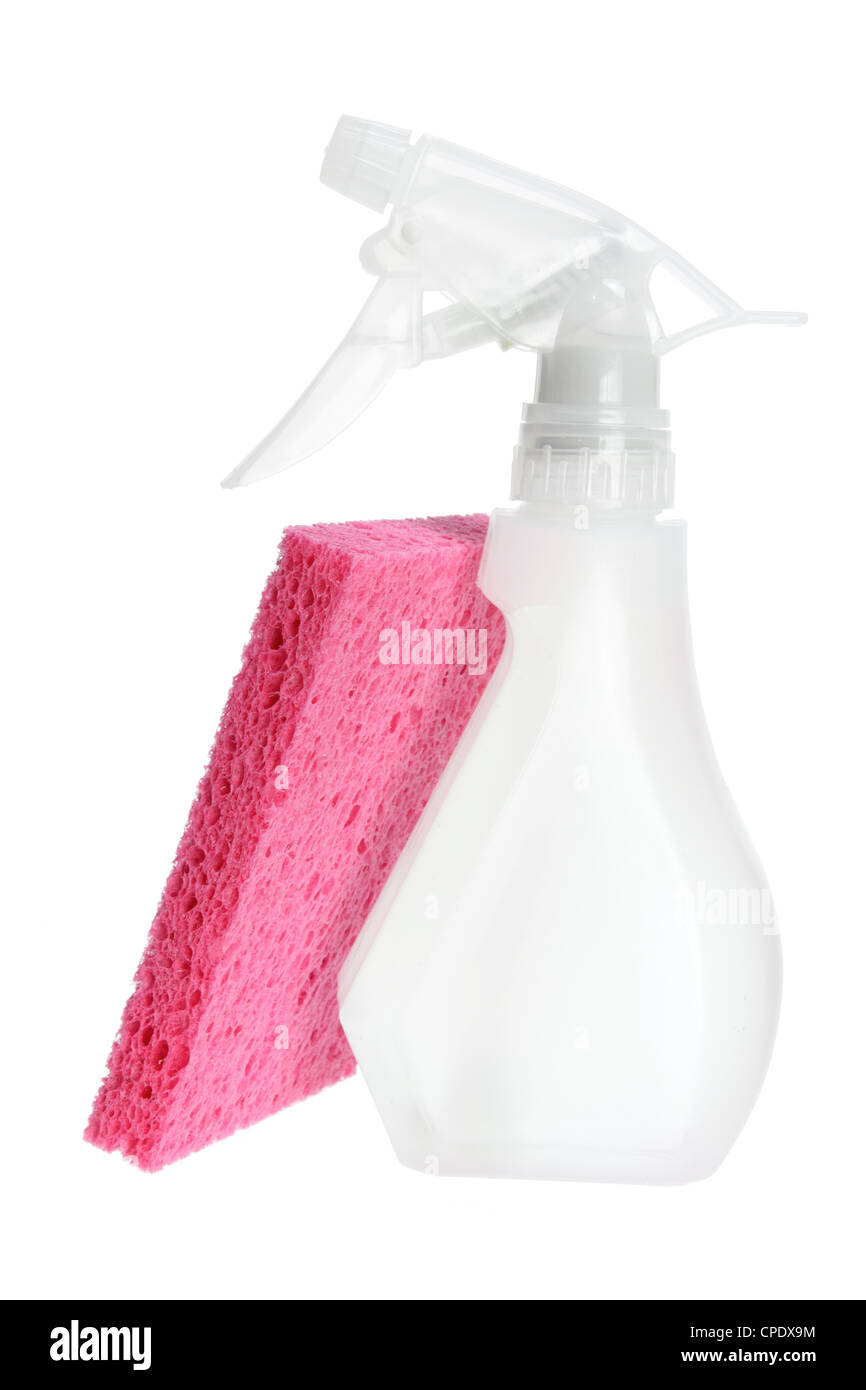 Spray Bottle and Sponge Stock Photo - Alamy