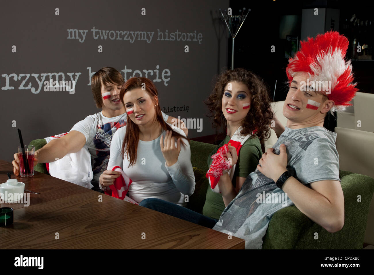 Polish fans in a sports club watching the Euro 2012 Stock Photo - Alamy