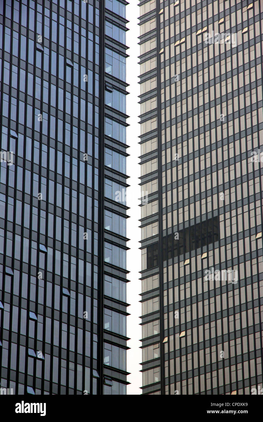 Two modern buildings facing each other in Chongqing China Stock Photo ...