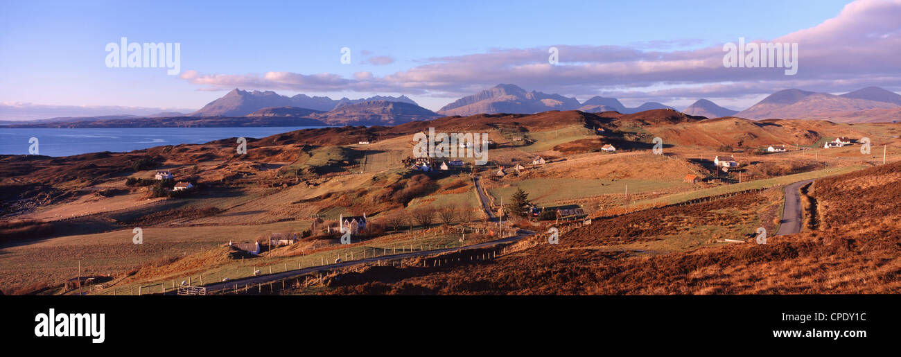 Panorama of the crofting township of Tarskavaig with the Coulin Hills ...