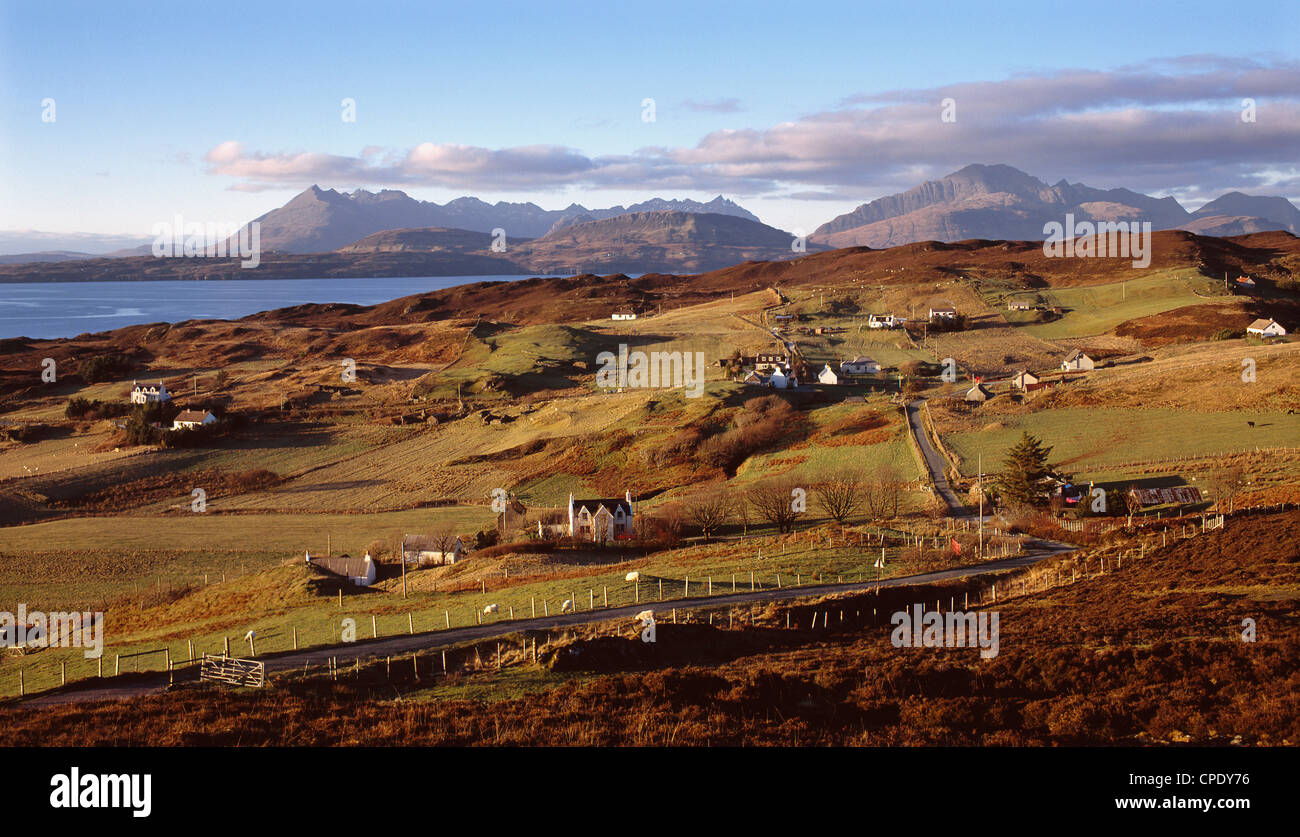 The crofting township of Tarskavaig with the Coulins behind, Isle of ...
