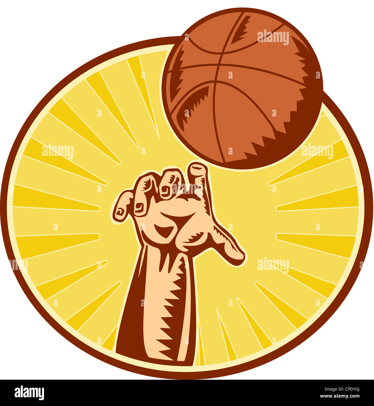 illustration of a hand catching ,throwing and rebounding basketball ...