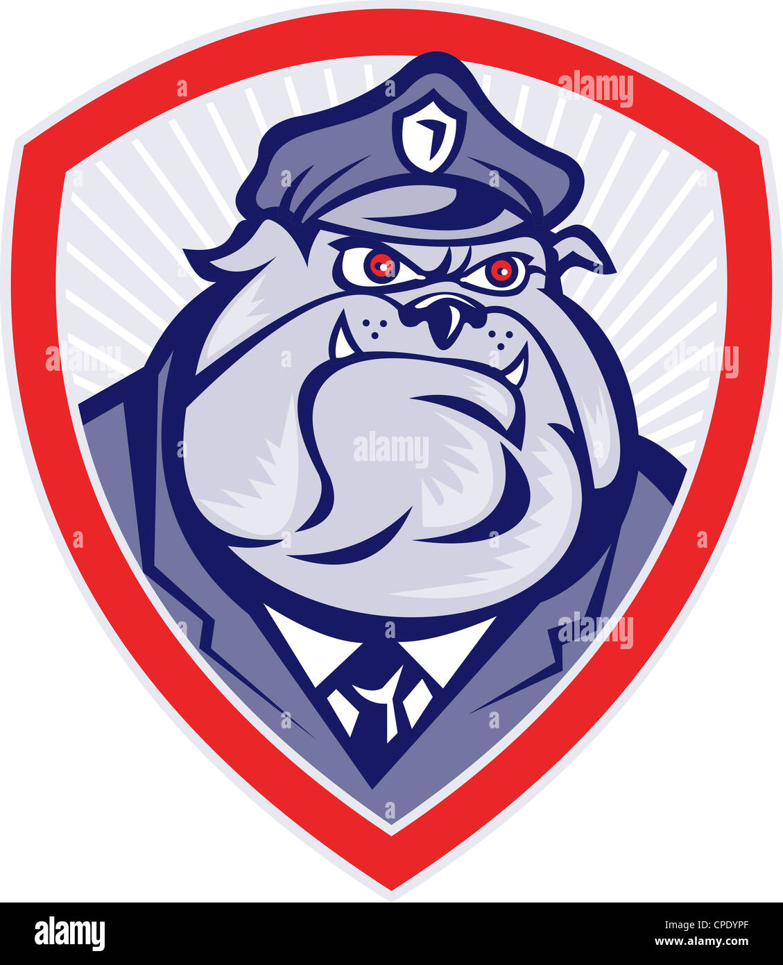 Illustration of a bulldog police dog watchdog policeman facing front ...