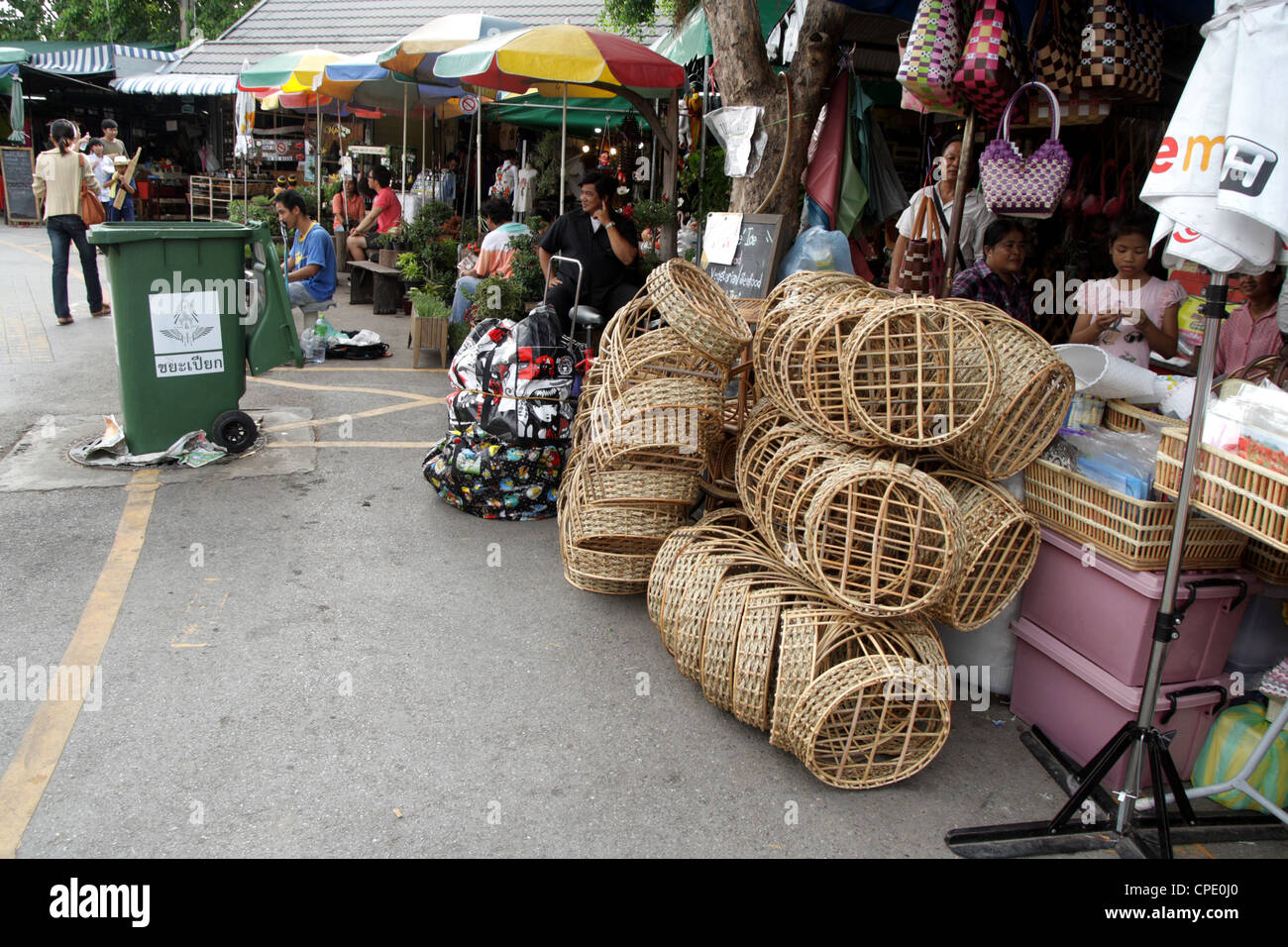 Basket shop on street in Chatuchak market , Bangkok Stock Photo - Alamy