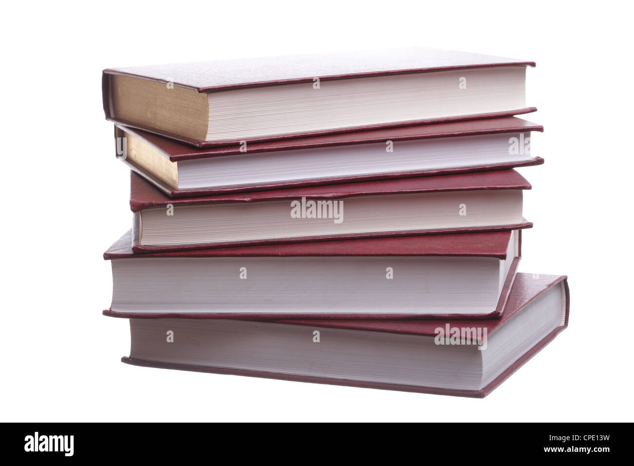 Isolated on white stack red book library object Stock Photo - Alamy