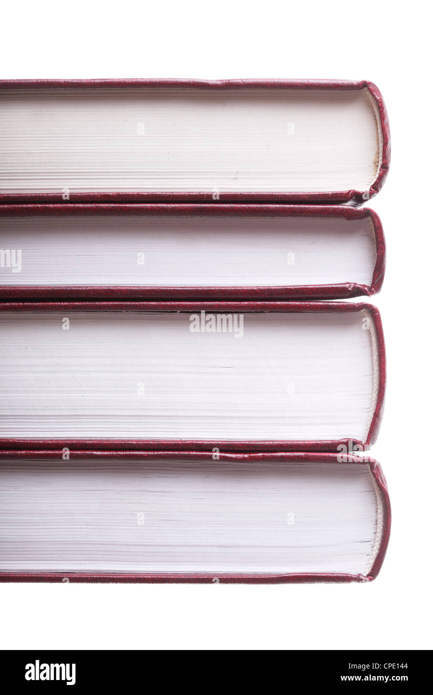 Isolated on white stack red book library object Stock Photo - Alamy